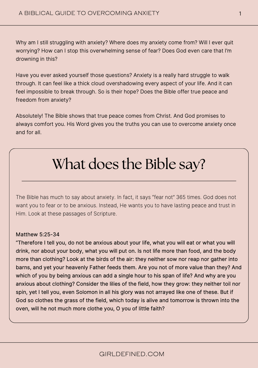 A Biblical Guide to Overcoming Anxiety (PDF Download) – Girl Defined Shop
